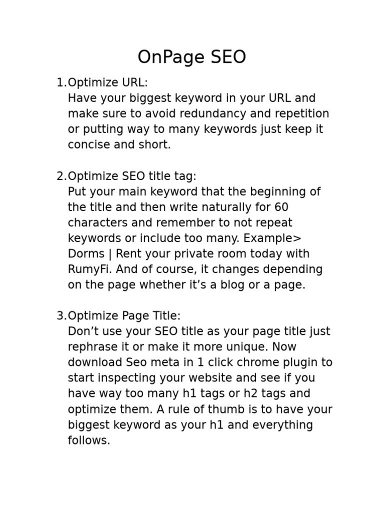 OnPage SEO Checklist | PDF