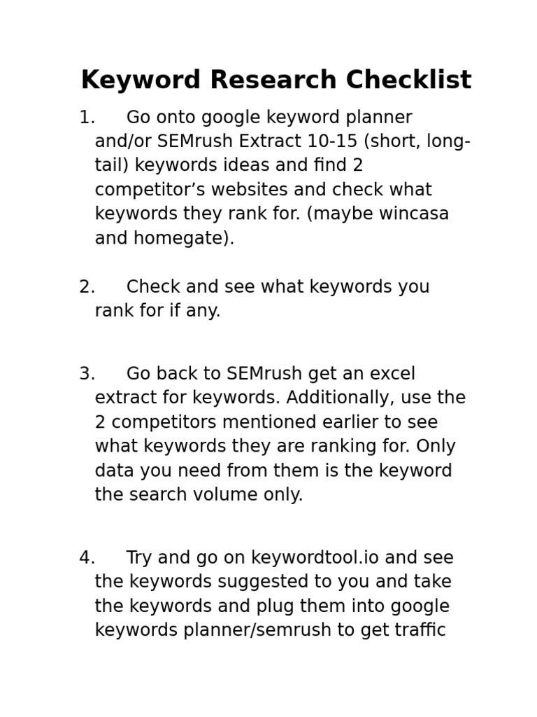 Essential Keyword Research Checklist | PDF
