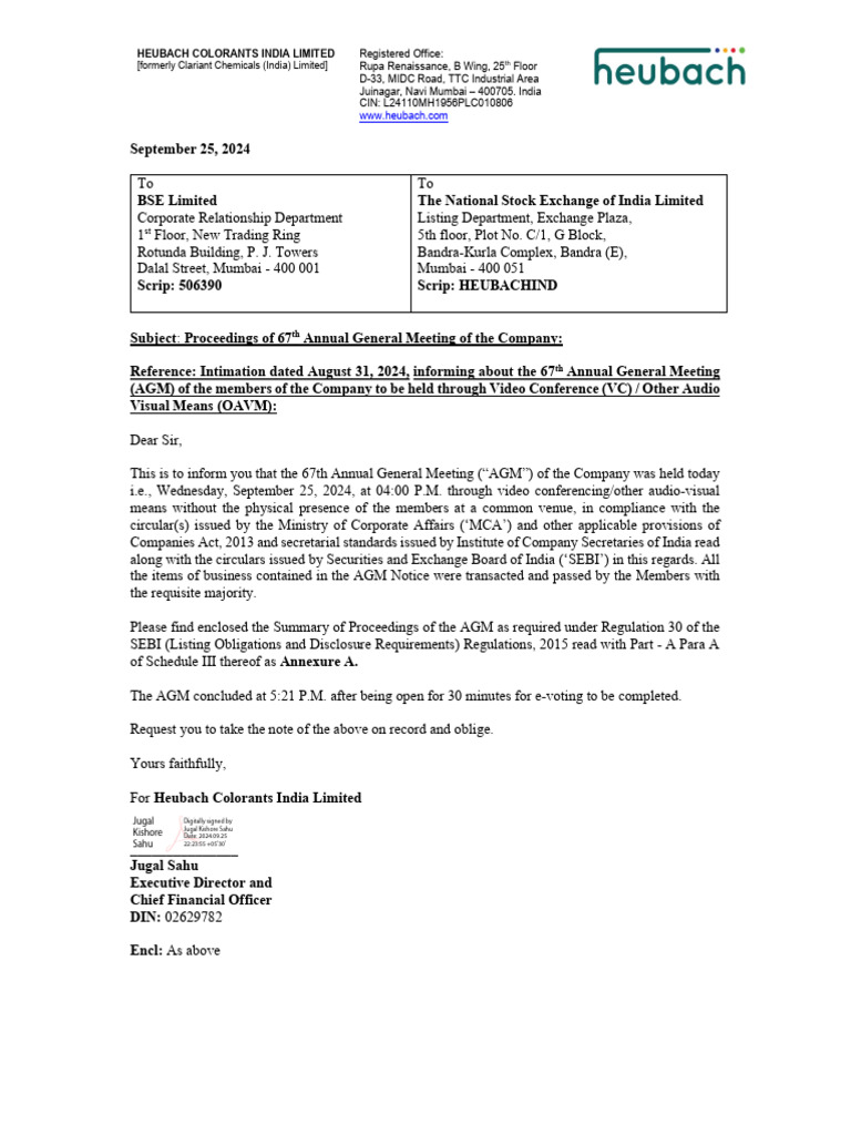 Heubach Colorants India Limited | PDF | Audit | Corporations