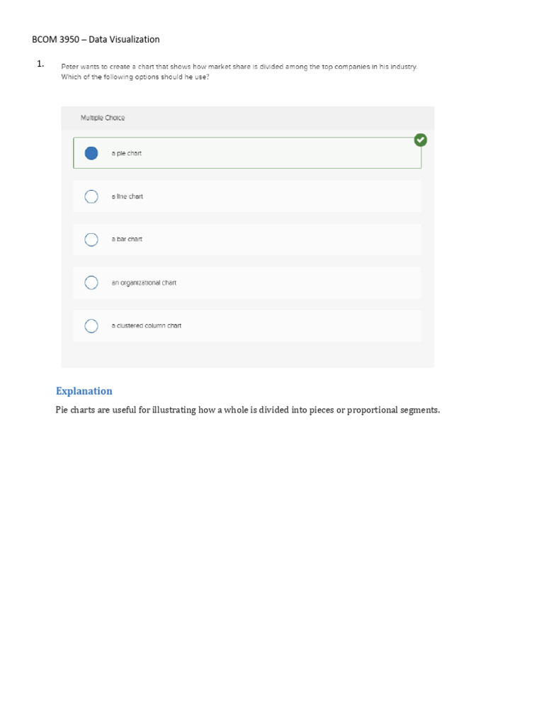 BCOM3950 Data Visualization Quiz PDF | PDF | Information | Chart