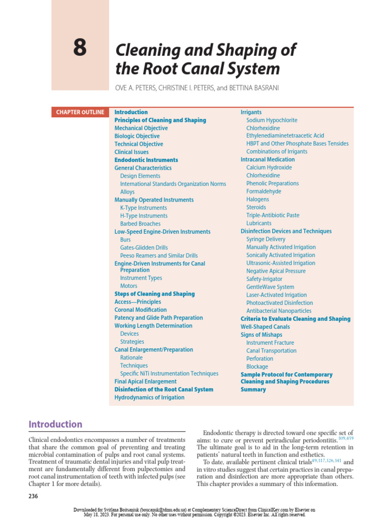 Cleaning and Shaping of The Root Canal System: Ove A. Peters, Christine ...