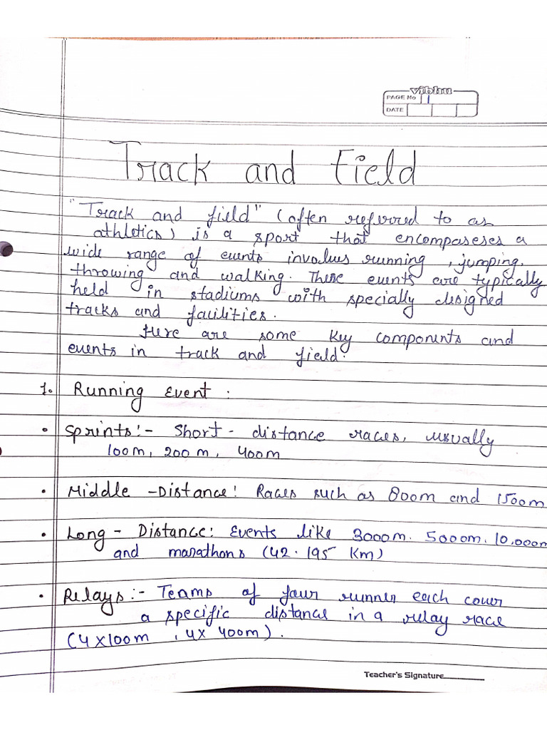 Track and Field Practical File | PDF