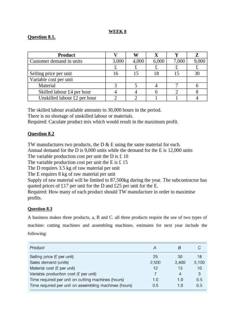 Profit Maximization in Product Mix Analysis | PDF