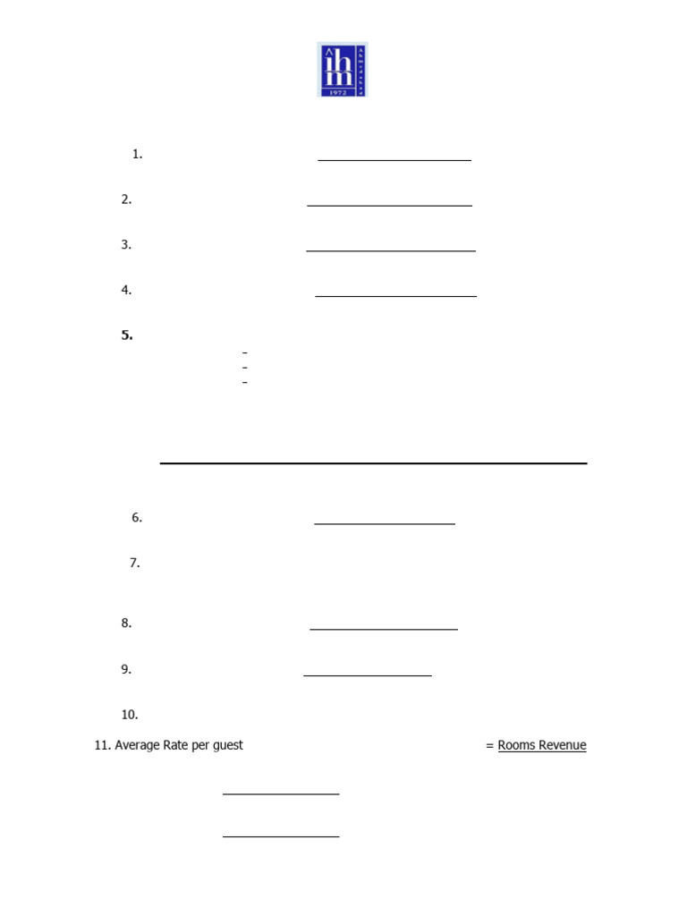 Common Front Office Formulae 1 | PDF | Hospitality Industry