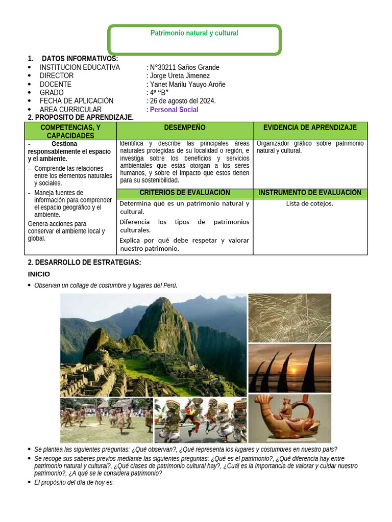 4° GRADO 26 de Agosto PS | PDF | Patrimonio cultural | Patrimonio de la ...
