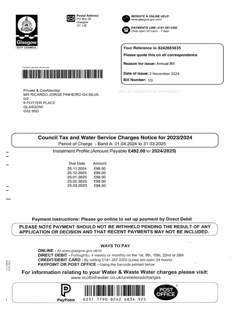 COUNCIL TAX 1-pages | PDF | Credit Card | Debit Card