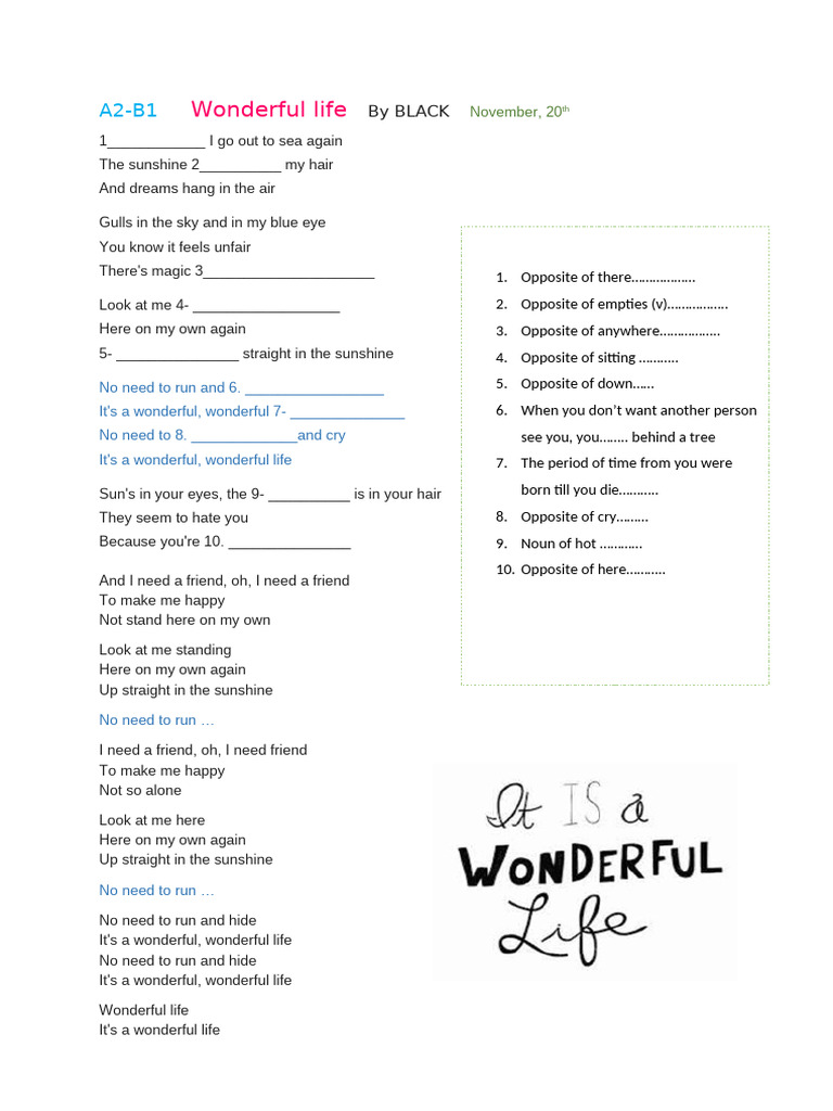 A2 B1 November 20 Wonderful Life | PDF