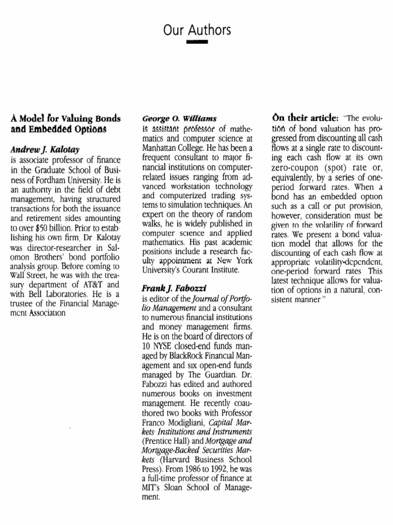 A Model For Valuing Bonds and Embedded Options | PDF