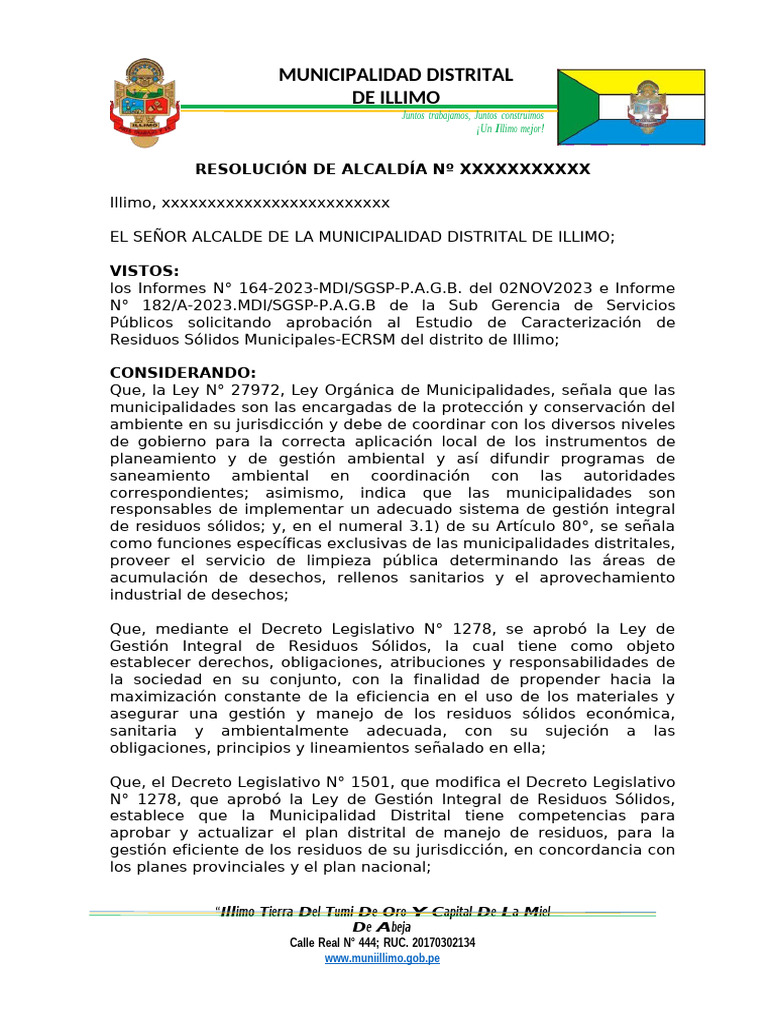 Modelo de RA de Aprobacion Estudio | PDF | Residuos | Gestión de residuos