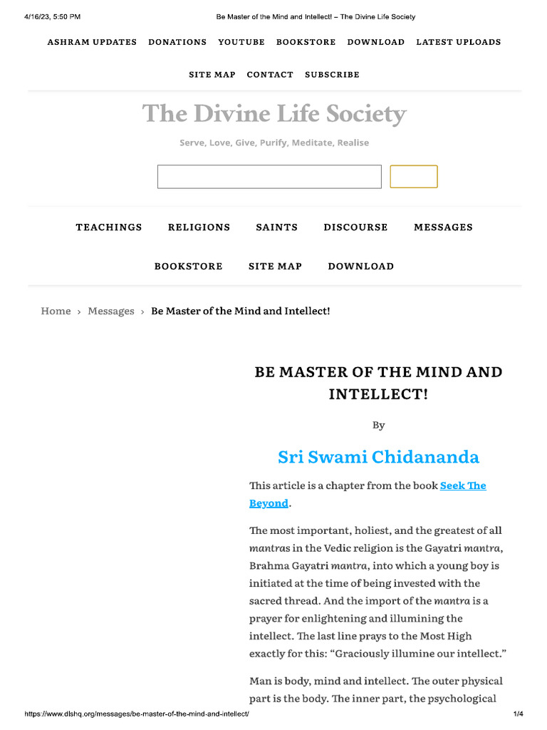 Be Master of Mind and Intellect | PDF