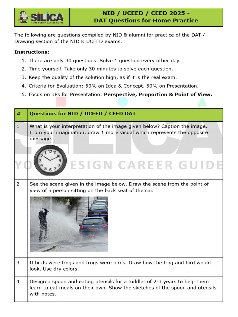 NID UCEED CEED 2025 DAT Practice Questions | PDF