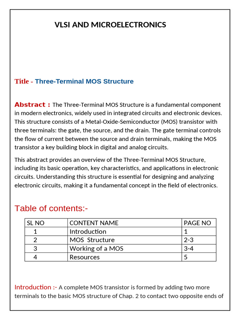 Vlsi and Microelectronics | PDF | Mosfet | Field Effect Transistor
