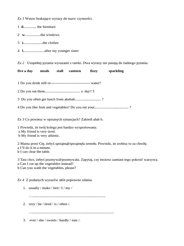 Cwiczenia-Angielski KL 5 (Unit 4) | PDF