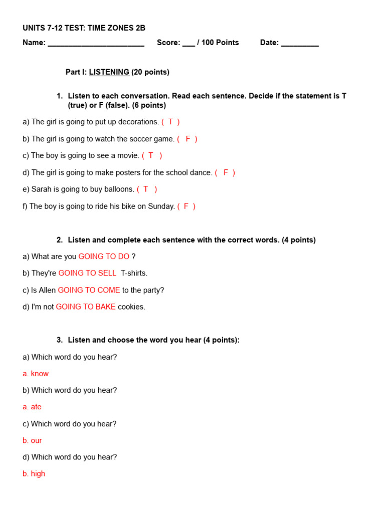 TZ2B AnswerKey Units0712 2024 | PDF