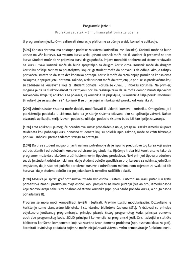 PJ1 2021-22 Projektni zadatak | PDF