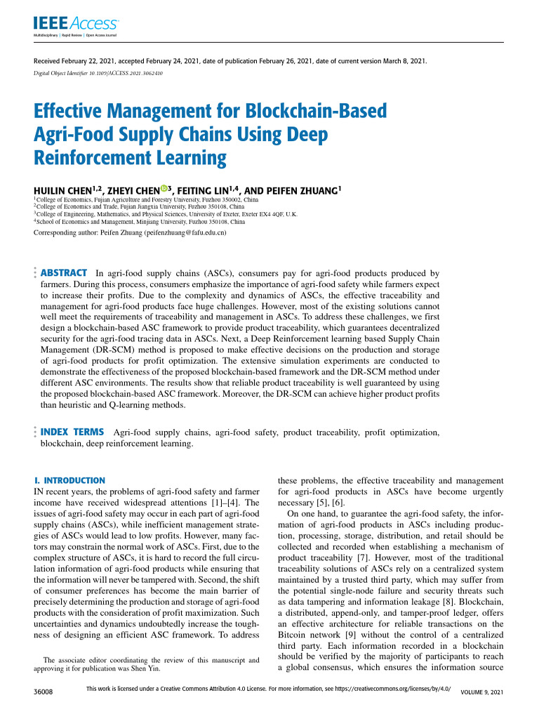 Effective Management for Blockchain-Based Agri-Food Supply Chains Using Deep Reinforcement ...