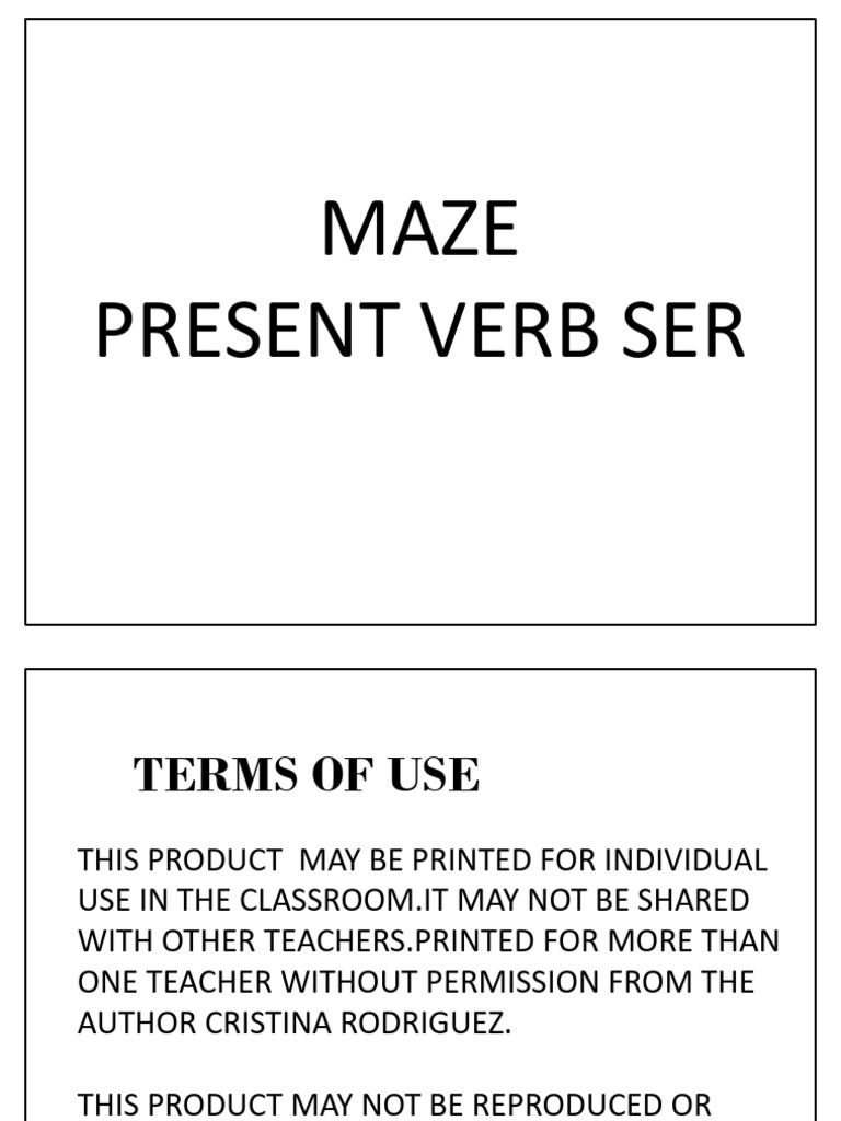 Maze Present Verb Ser | PDF