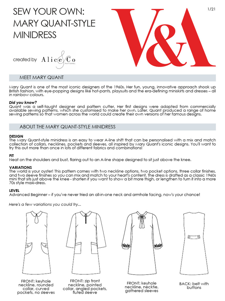 1960s Mary Quant Minidress | PDF | Seam (Sewing) | Clothing
