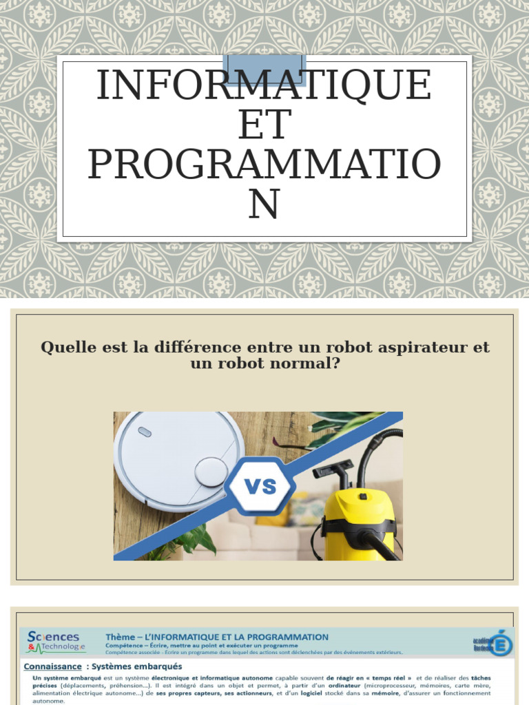 Présentation informatique et programmation 4eme | PDF | Structure de contrôle | Génie logiciel