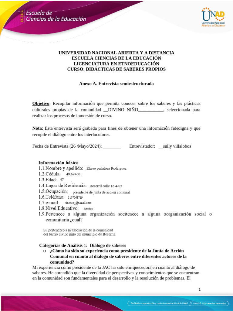 Anexo A. Entrevista Semiestructurada | PDF