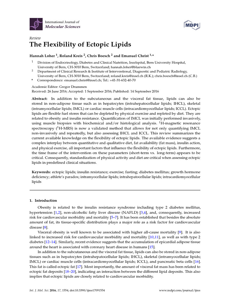 The Flexibility of Ectopic Lipids | PDF | Adipose Tissue | Diabetes