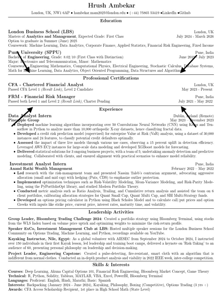 CFA Candidate Resume Example | PDF | Machine Learning | Financial Analyst