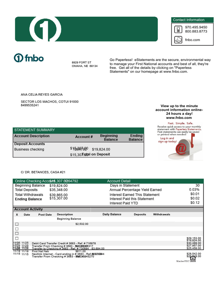 FNBO | PDF | Transaction Account | Banking