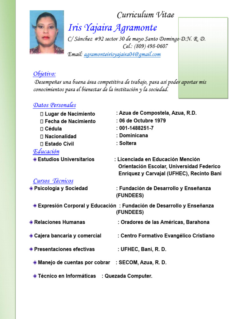 Curriculum Vitae de Iris Agramonte | PDF