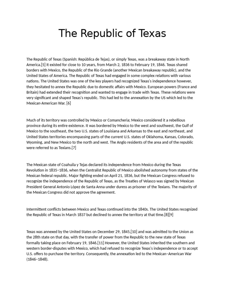 The Republic of Texas | PDF