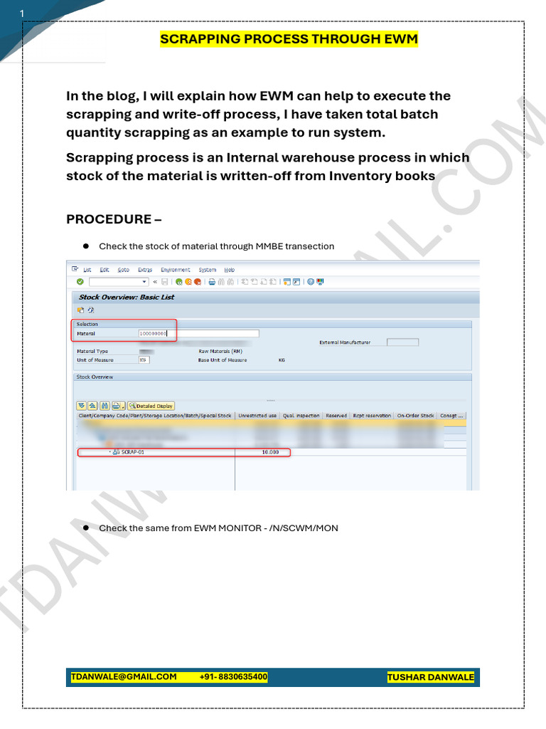 Scrapping Process Through EWM 1721912531 | PDF