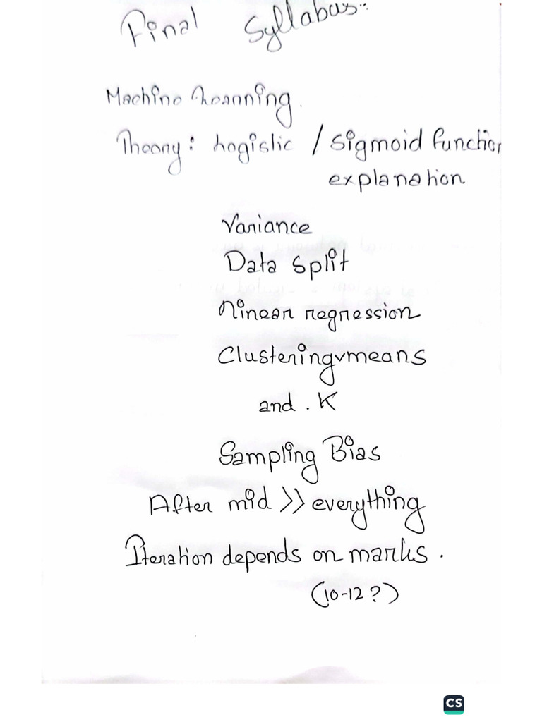 Machine Learning Final Syllabus | PDF