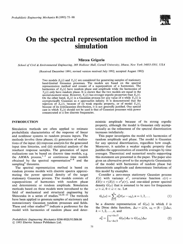 On The Spectral Representation Method in Simulation | PDF | Normal ...