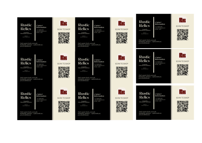 Rustic Relics Buisness Card Print Template | PDF