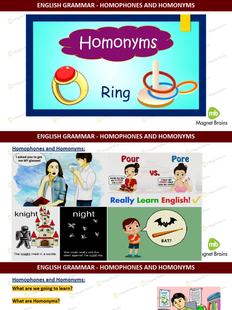 Understanding Homophones and Homonyms | PDF | Lexicology | Lexical ...