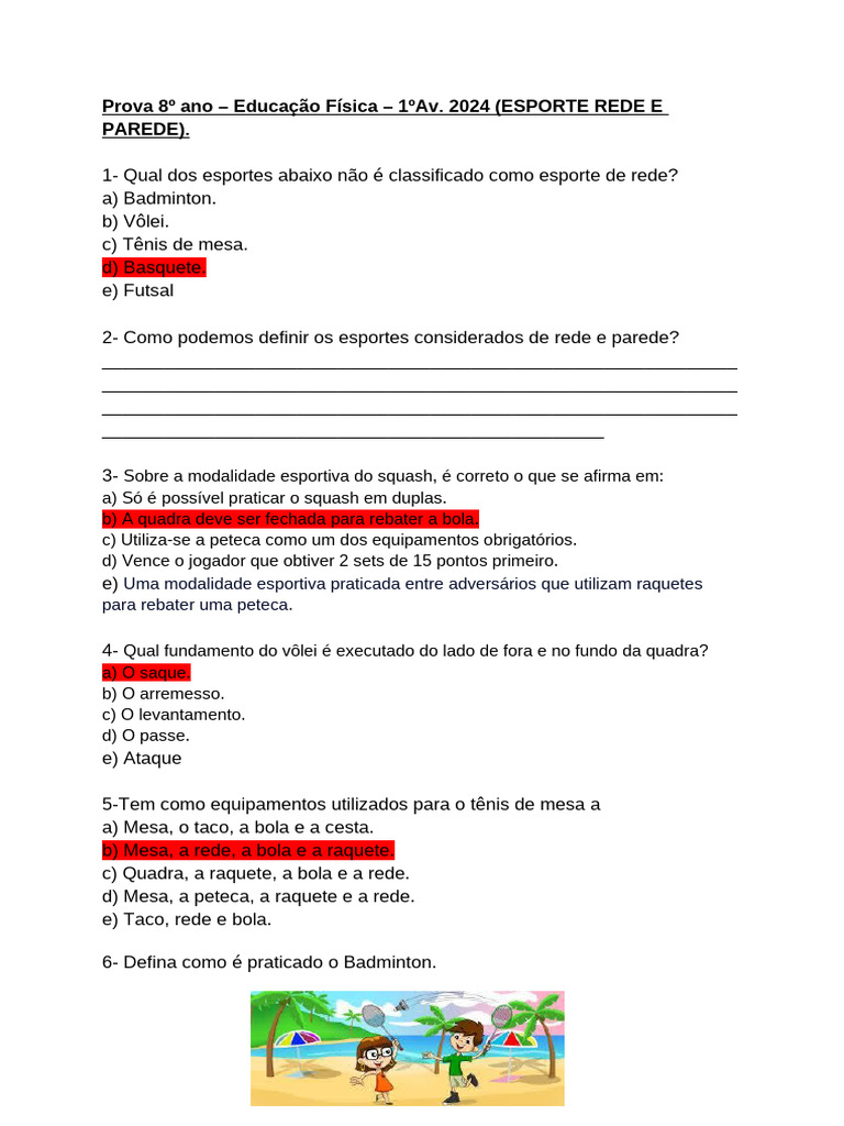 Prova - 8° Ano | PDF