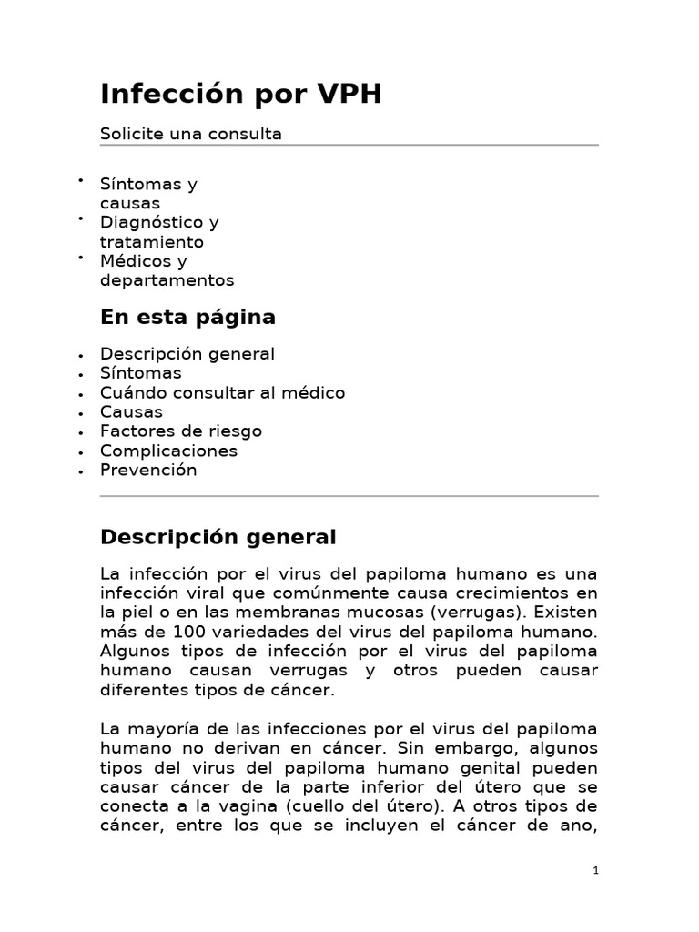 Infección por VPH: Síntomas y Prevención | PDF | Cáncer de cuello ...