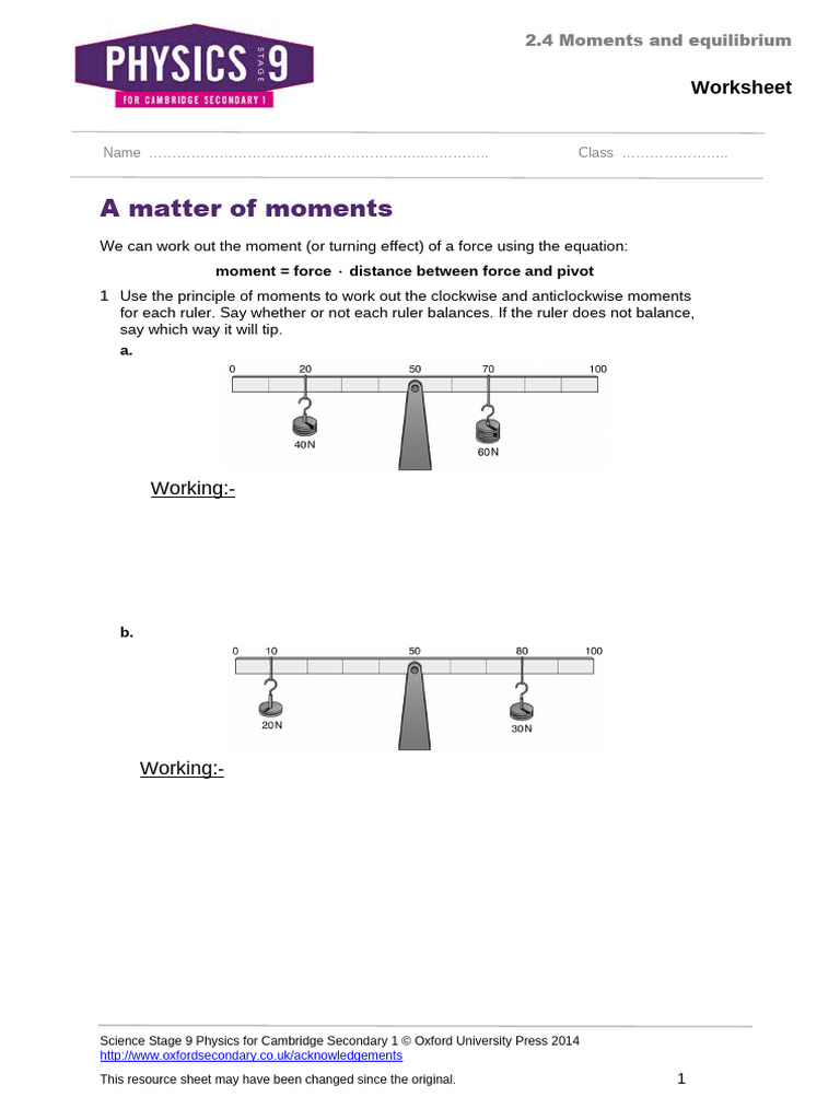 WORKSHEET - A Matter of Moments | PDF