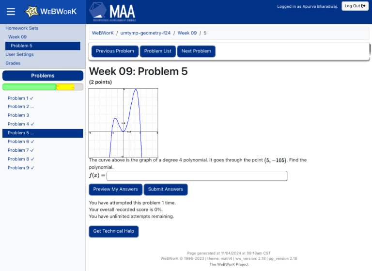 WeBWorK Umtymp-Geometry-F24 Week 09 5 | PDF