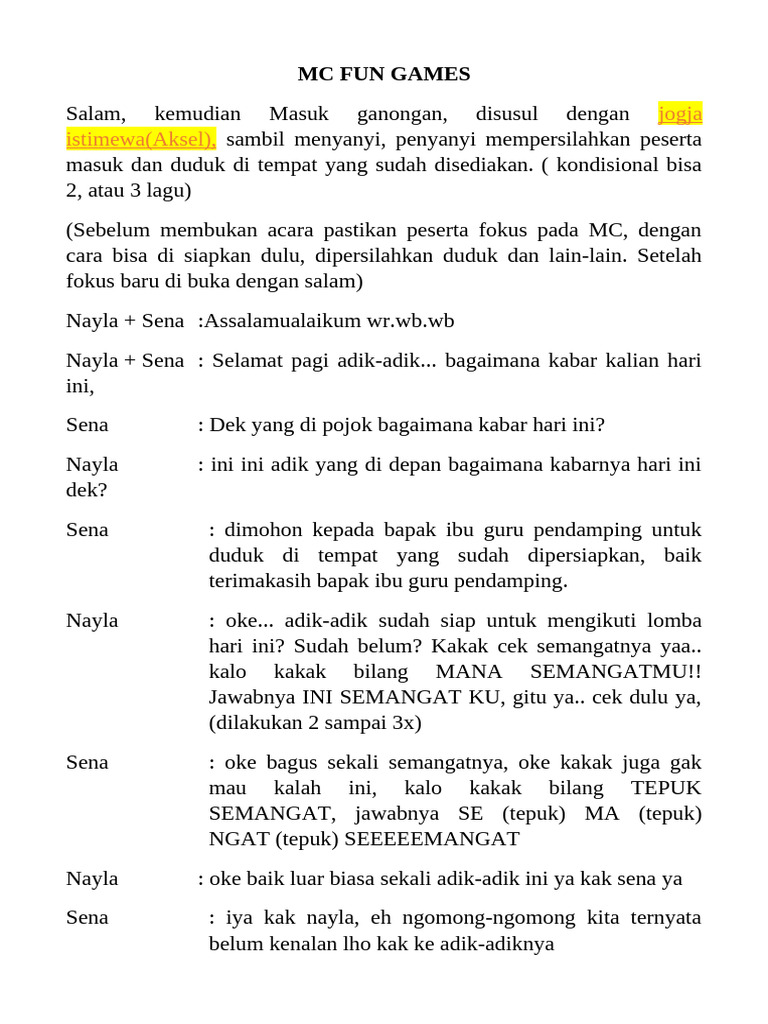 MC Fun Games Competition | PDF