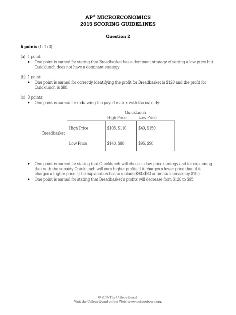 Ap15 Microeconomics q2 | PDF | Microeconomics | Game Theory