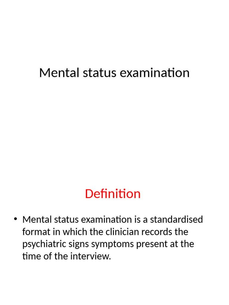 Mental status examination ppt-1 | PDF | Hallucination | Perception