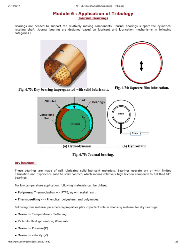 NPTEL - Mechanical Engineering - Tribology7 | PDF | Bearing (Mechanical) | Wear