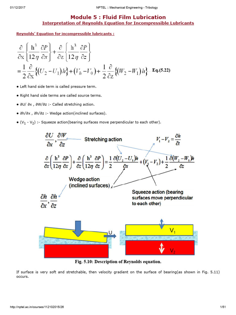 NPTEL - Mechanical Engineering - Tribology3 | PDF | Viscosity | Reynolds Number