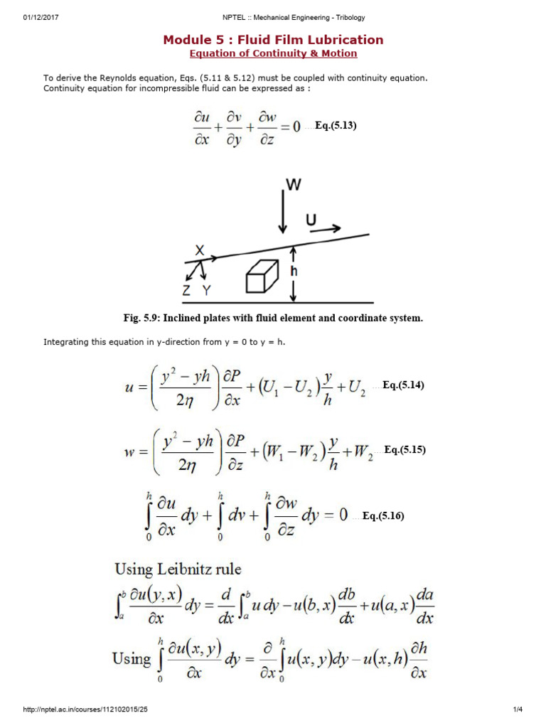NPTEL __ Mechanical Engineering - Tribology2 | PDF | Physics | Mechanics