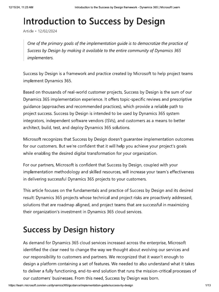 Introduction To Success by Design | PDF