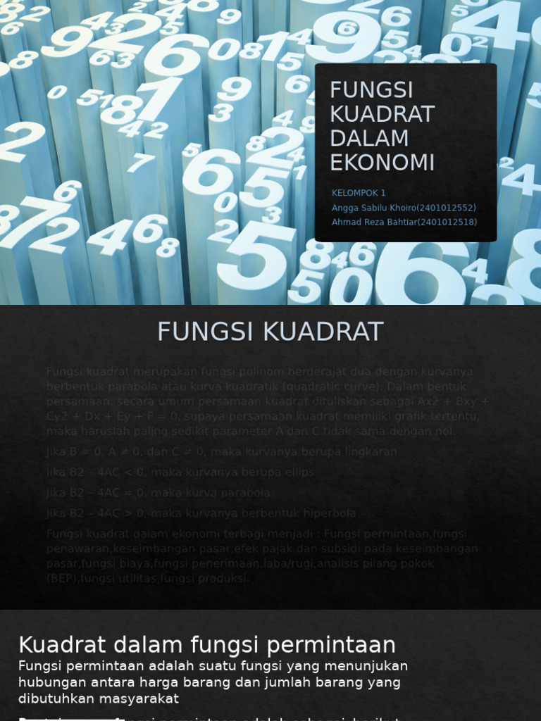 Fungsi Kuadrat Dalam Ekonomi Klompok 1 | PDF