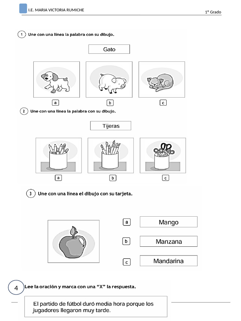 Evaluacion Comunicación Lectura 1º Grado Pdf