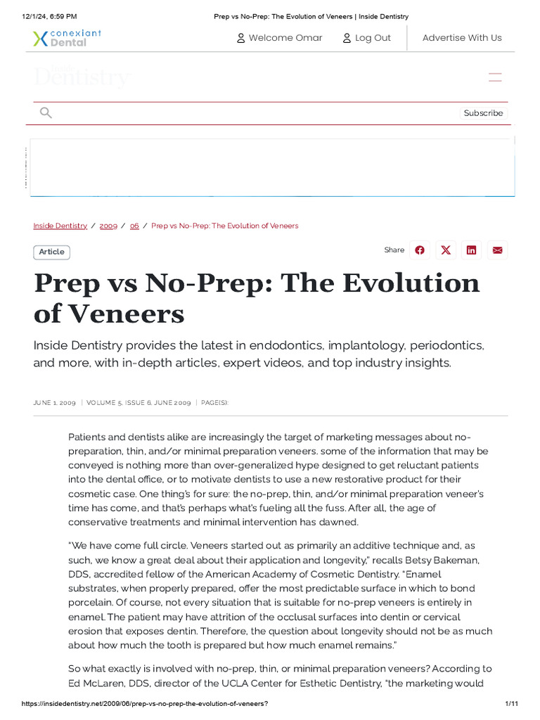 Prep vs No-Prep_ The Evolution of Veneers _ Inside Dentistry | PDF | Tooth Enamel | Dentistry