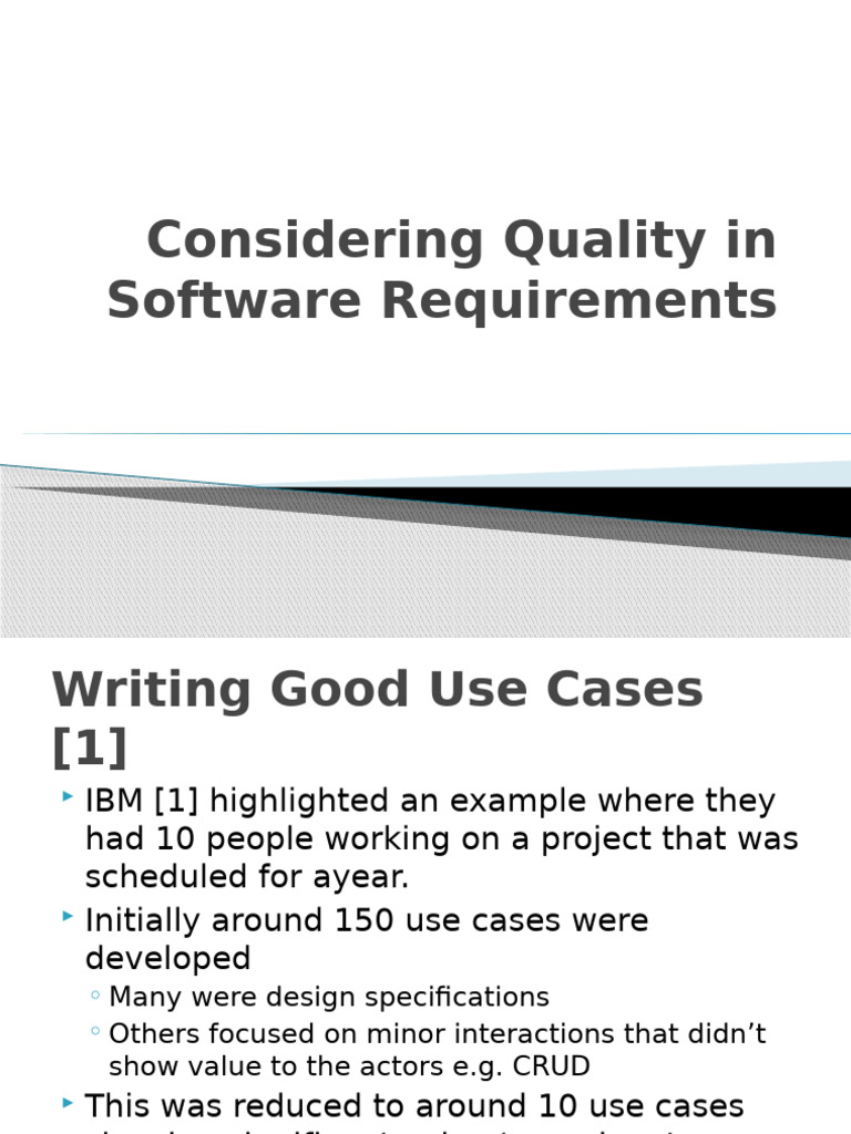 Week 9 - Considering Quality in Software Requirements | PDF | Use Case | Computing