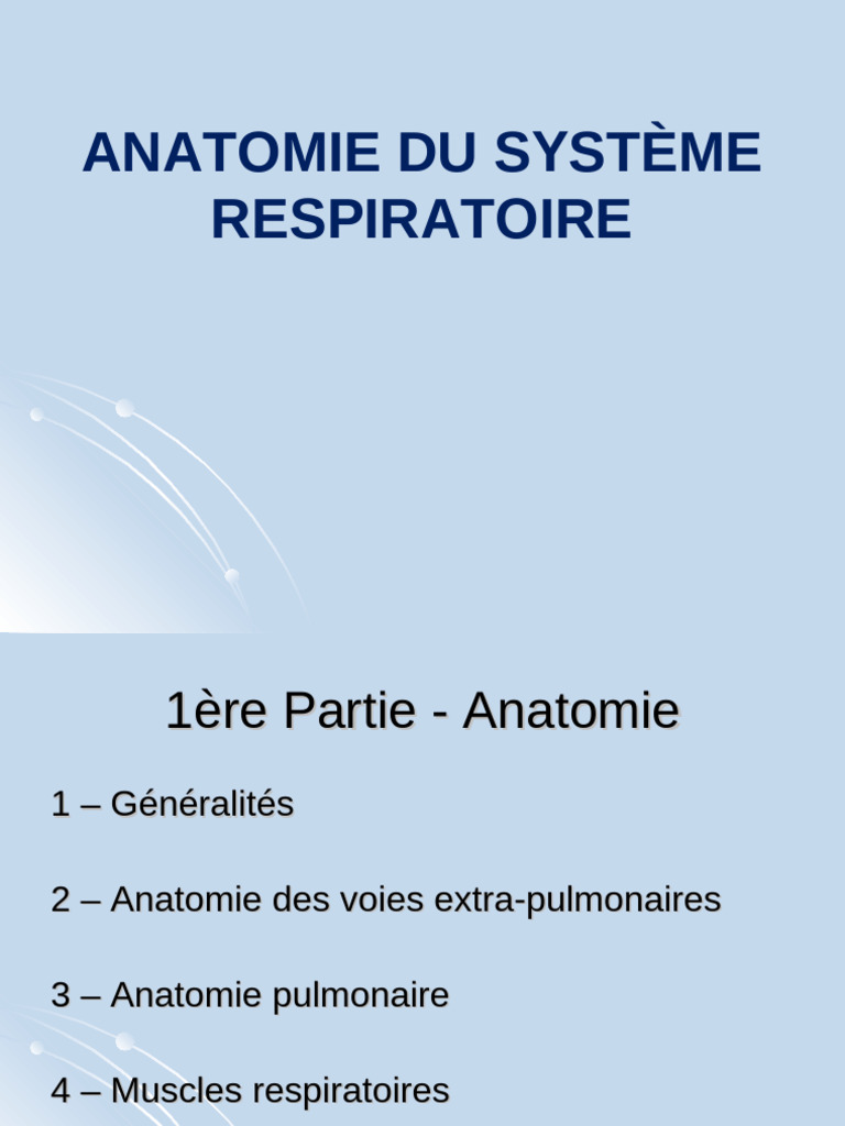 Anatomie du Système Respiratoire | PDF | Système respiratoire | Poumon